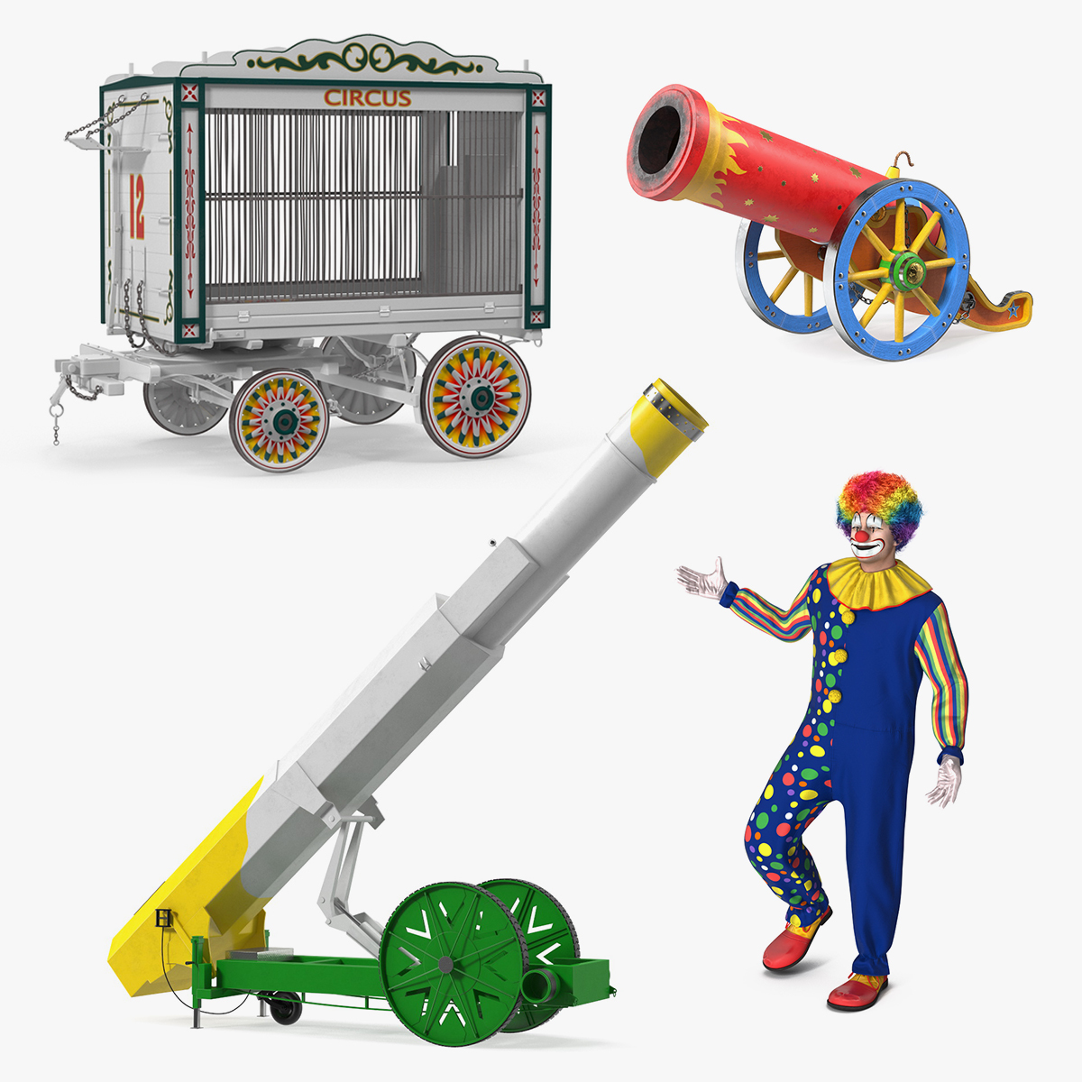 3D Clown with Circus Equipment Collection - TurboSquid 1785272