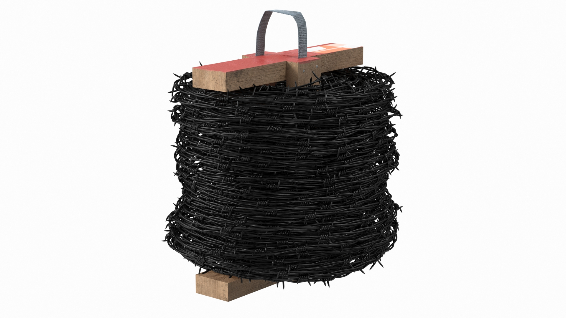 3D Barbed Wire Roll Black On Wooden Stand Model - TurboSquid 2194870