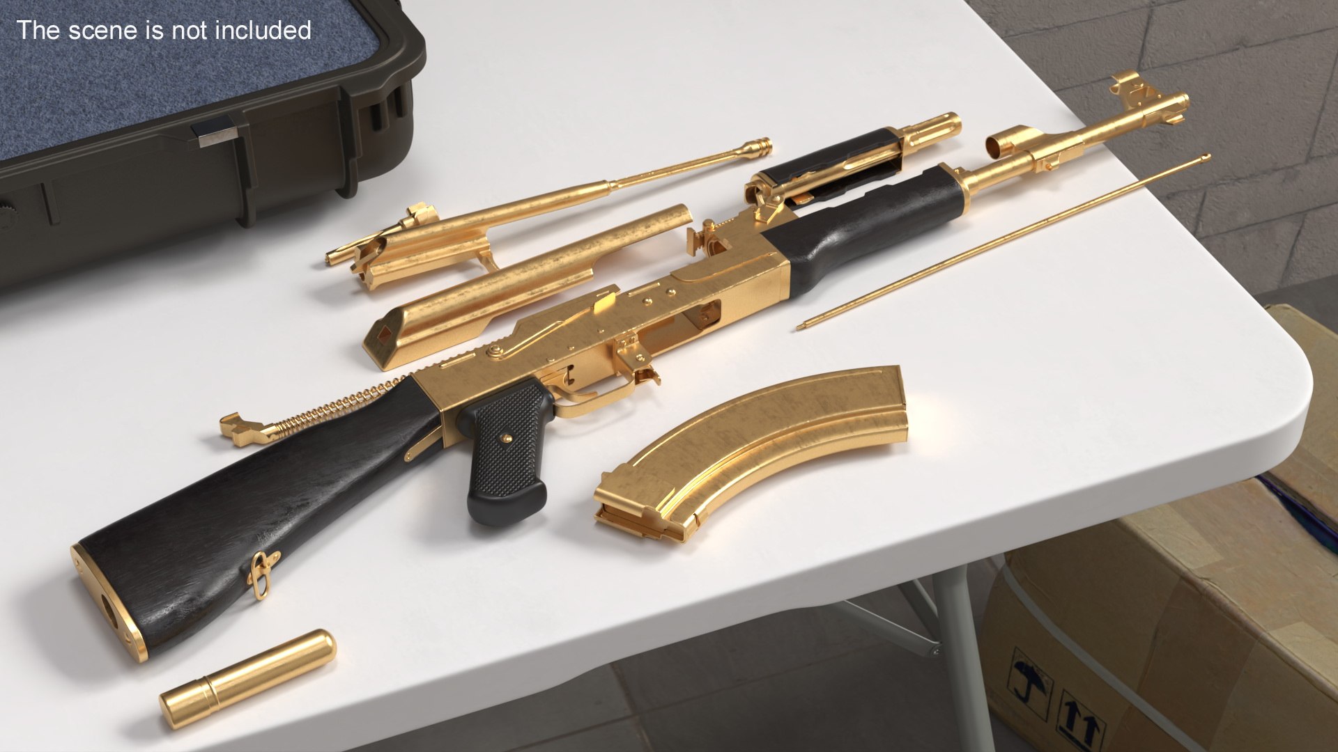 AK 47 Disassembled Gold And Ebony Model - TurboSquid 2388693