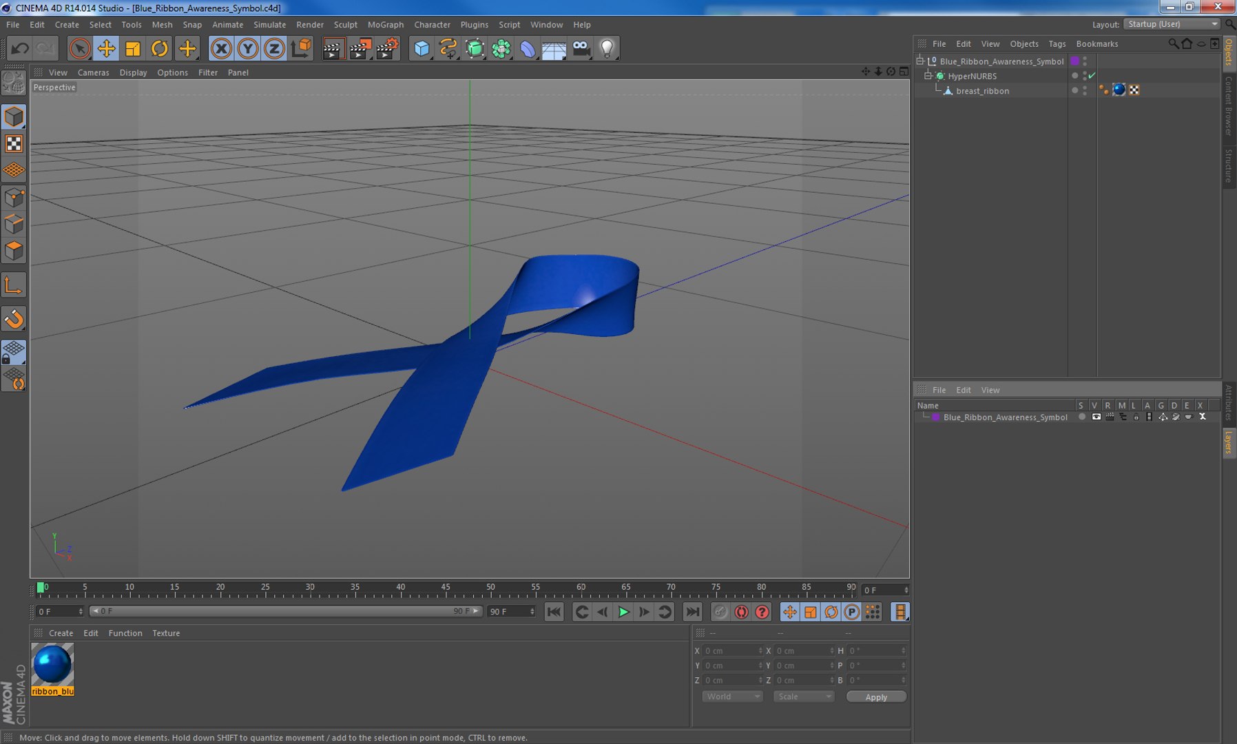 Blue Ribbon Awareness Symbol 3D - TurboSquid 1250229