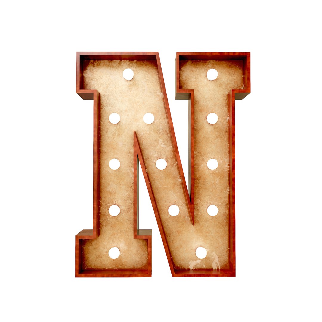3D Marquee N Wooden Glow Sign 3dmodel Model - TurboSquid 1975956