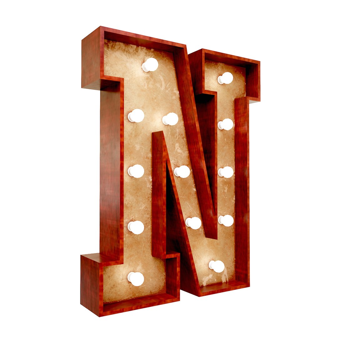 3D Marquee N Wooden Glow Sign 3dmodel Model - TurboSquid 1975956