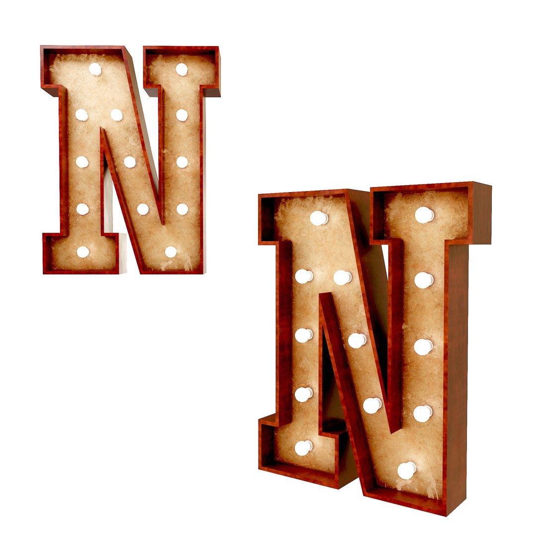 3D Marquee N Wooden Glow Sign 3dmodel Model - TurboSquid 1975956