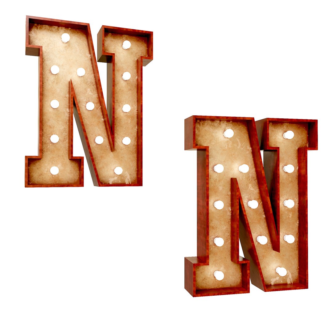 3D Marquee N Wooden Glow Sign 3dmodel Model - TurboSquid 1975956