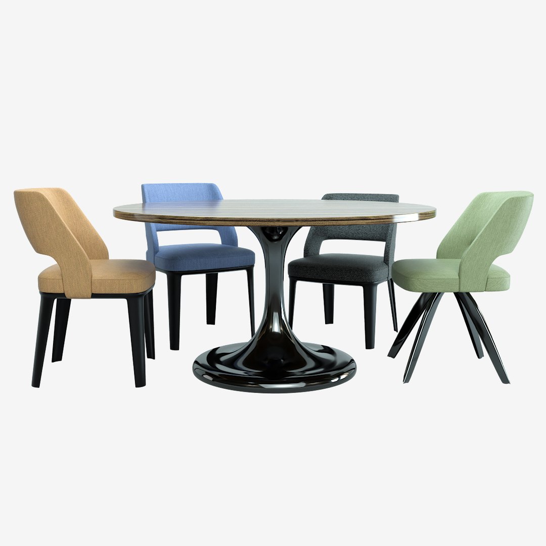 3D Minotti Neto Table And Owen Chairs - Cinema 4D Octane PBR Model ...