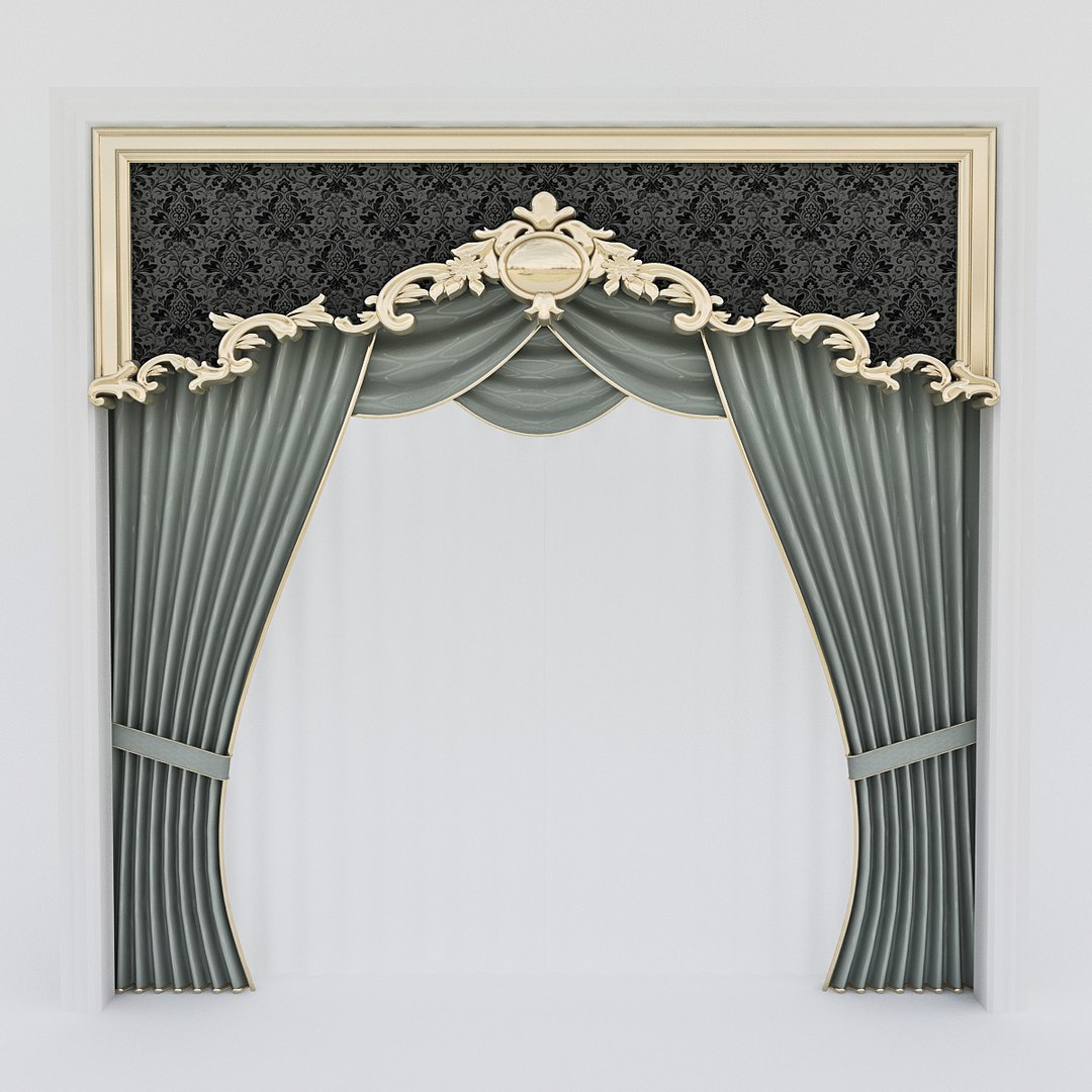 Classic Curtains Windows 3D Model - TurboSquid 1414536