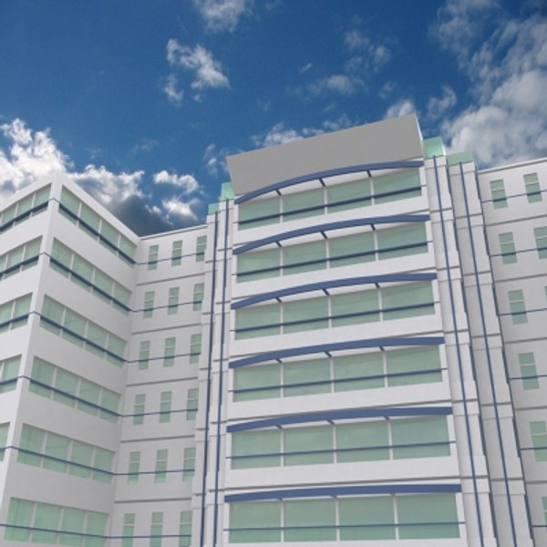 15 story modern office building 3d model