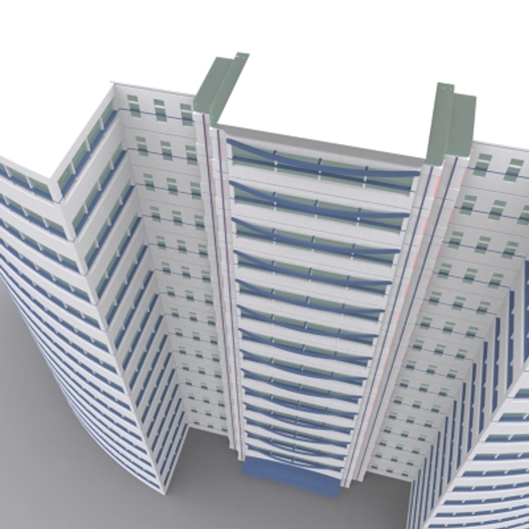 15 story modern office building 3d model