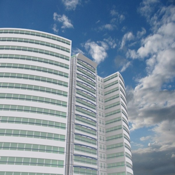 15 story modern office building 3d model