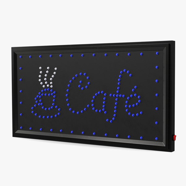 modelo 3d Cafe Sign Bright Blue LED Light OFF - TurboSquid 2111022