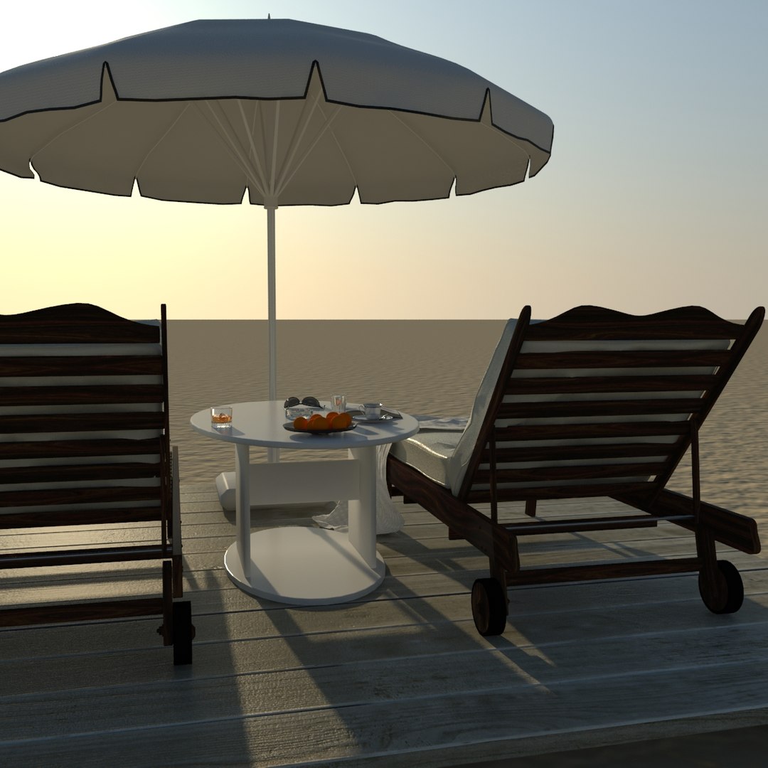 Sunbed Scene 3d Model