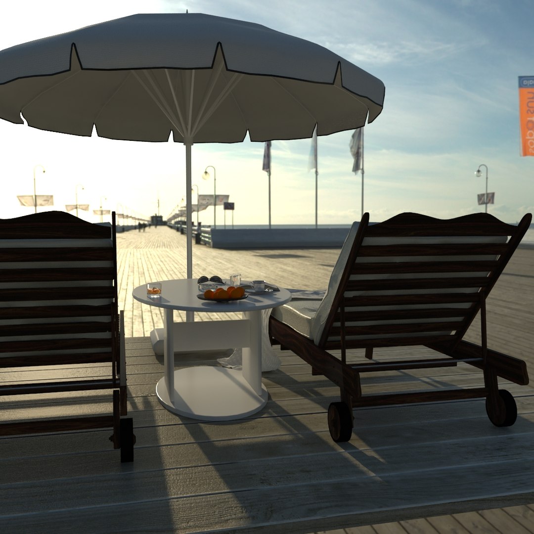 Sunbed Scene 3d Model