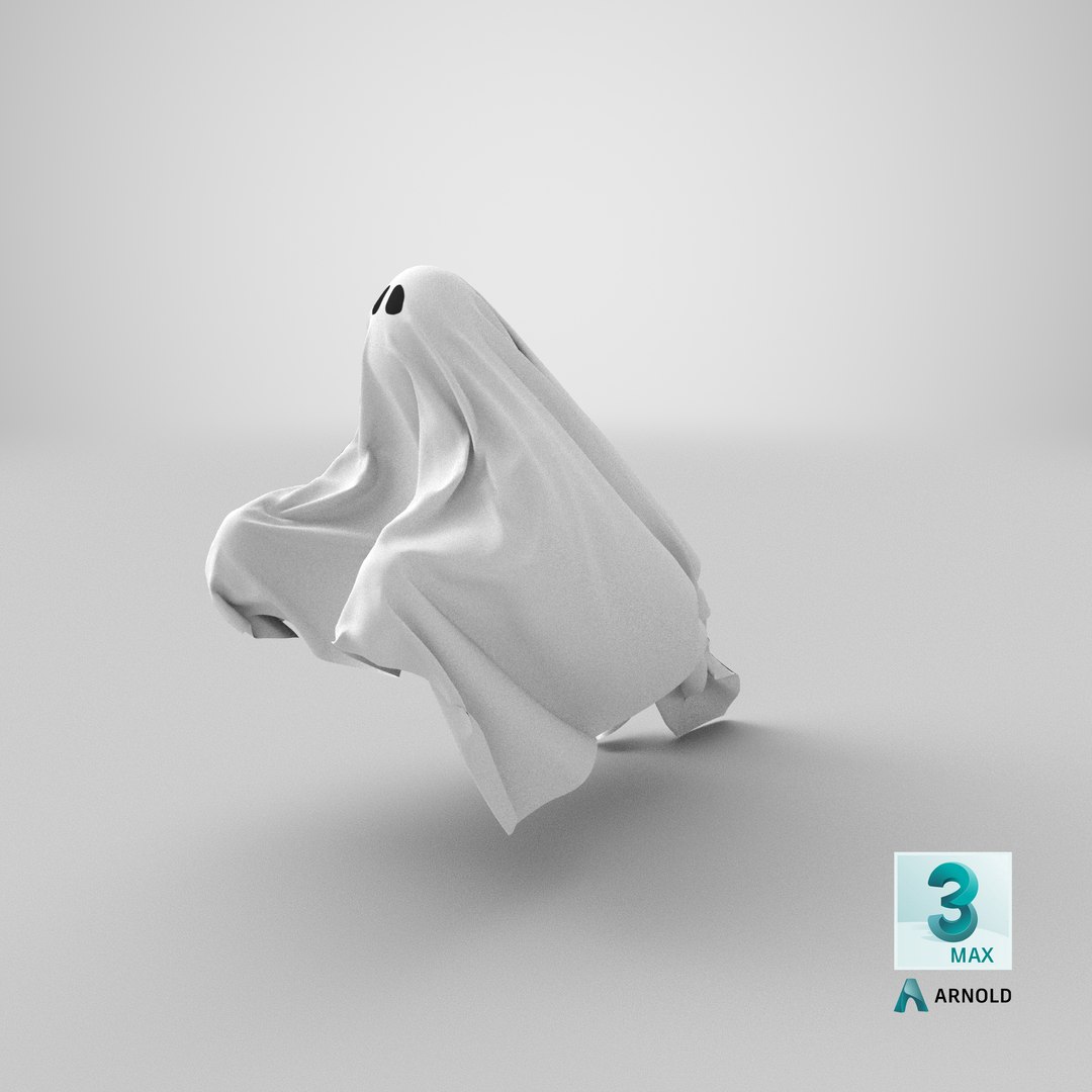 White ghost sheet flying model - TurboSquid 1529366