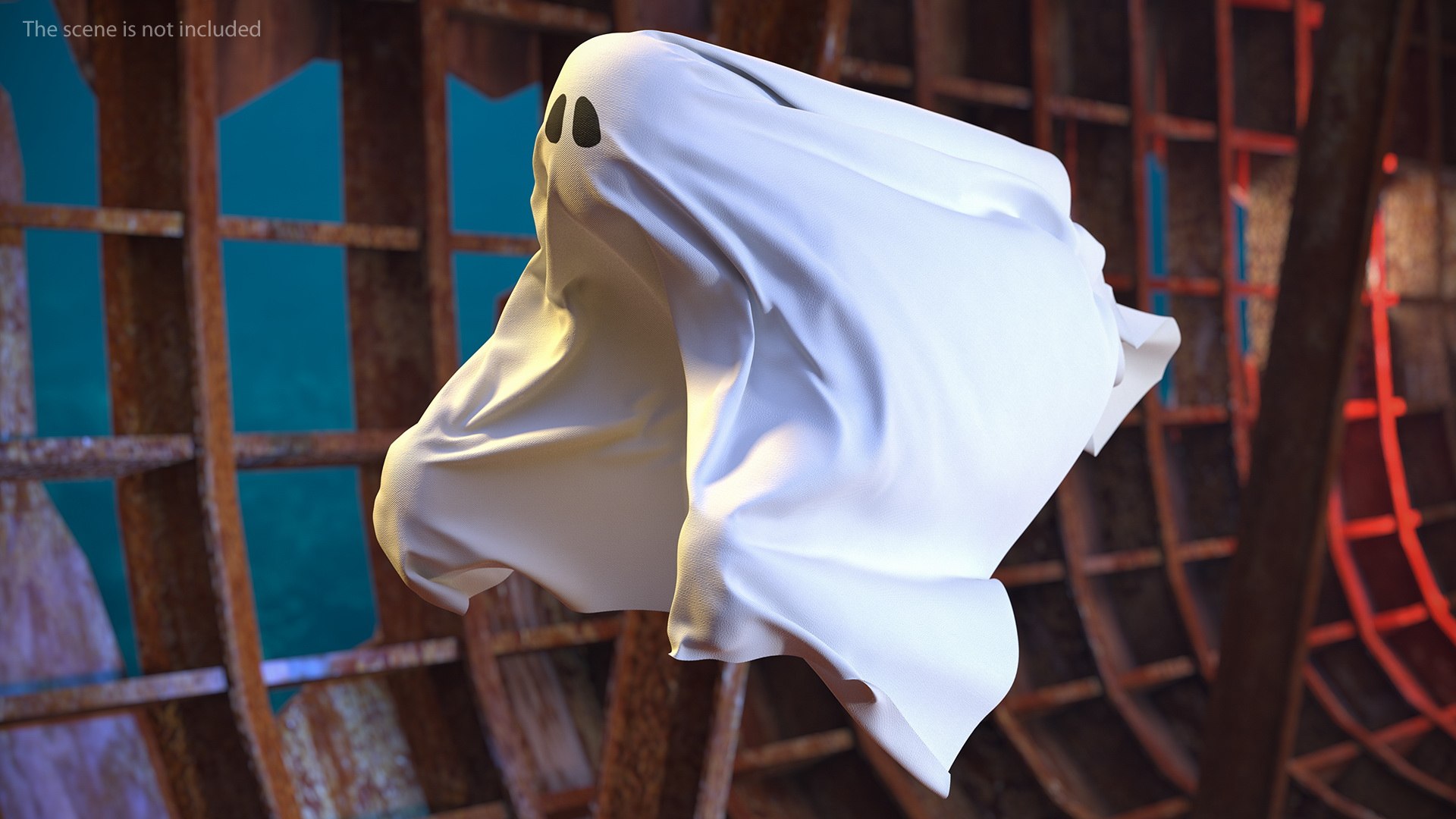 White ghost sheet flying model - TurboSquid 1529366