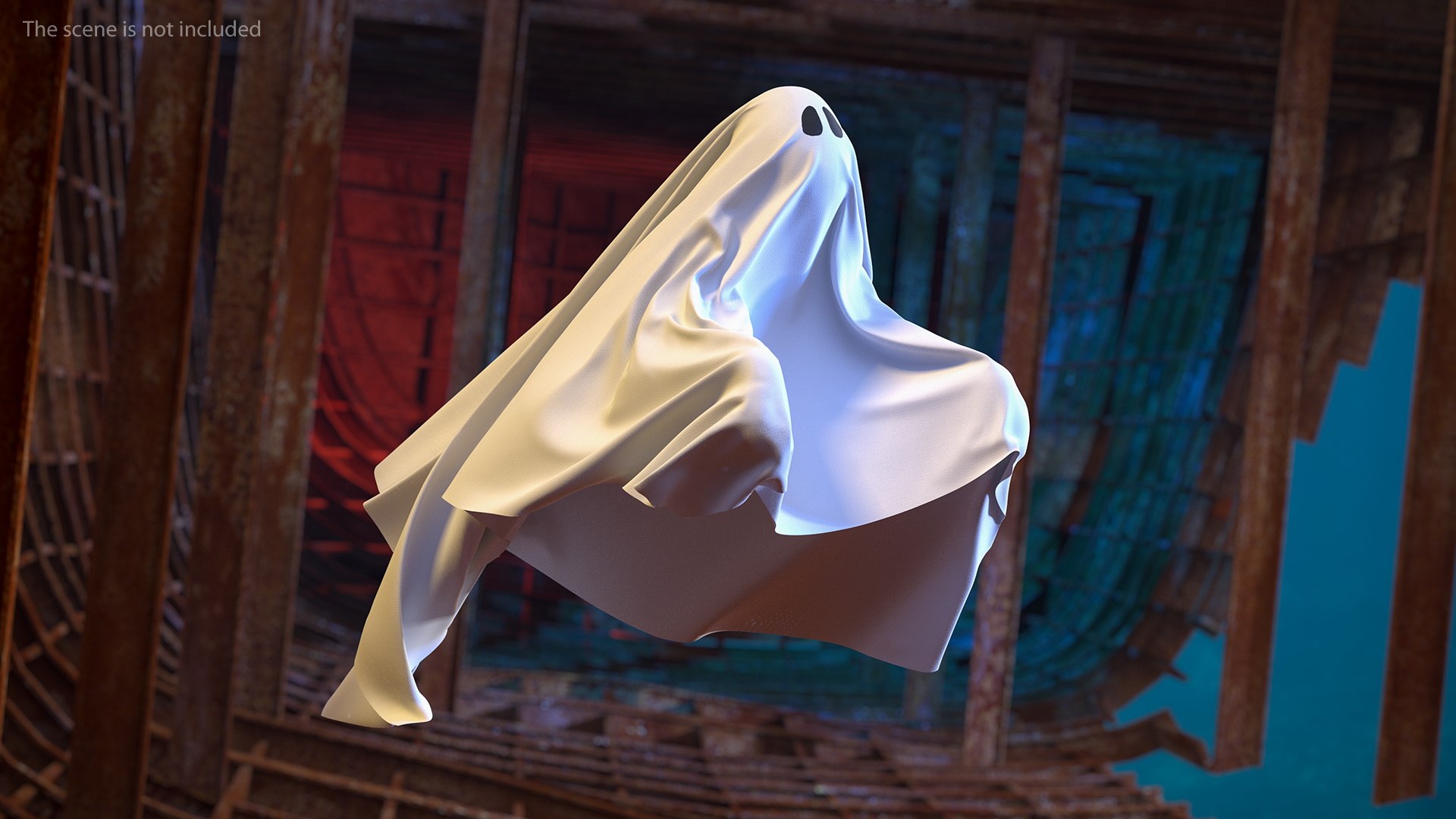 White ghost sheet flying model - TurboSquid 1529366