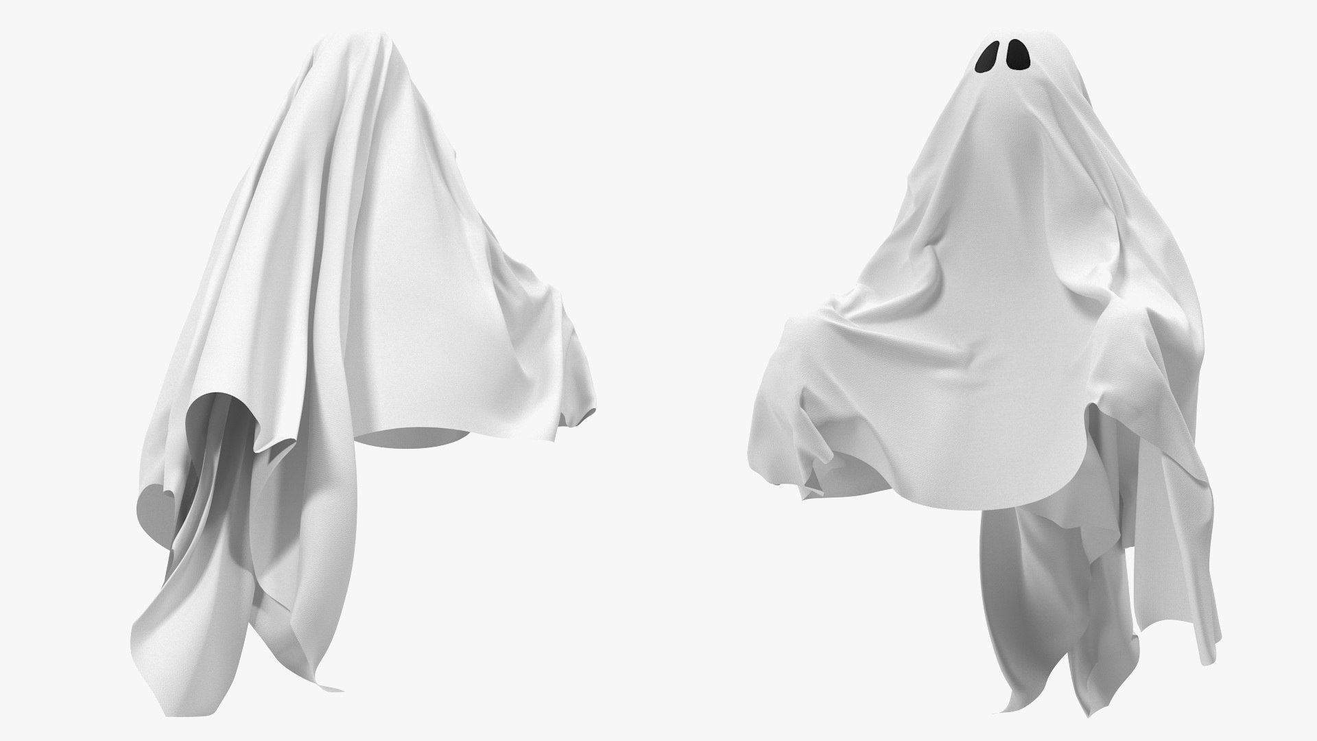 White ghost sheet flying model - TurboSquid 1529366
