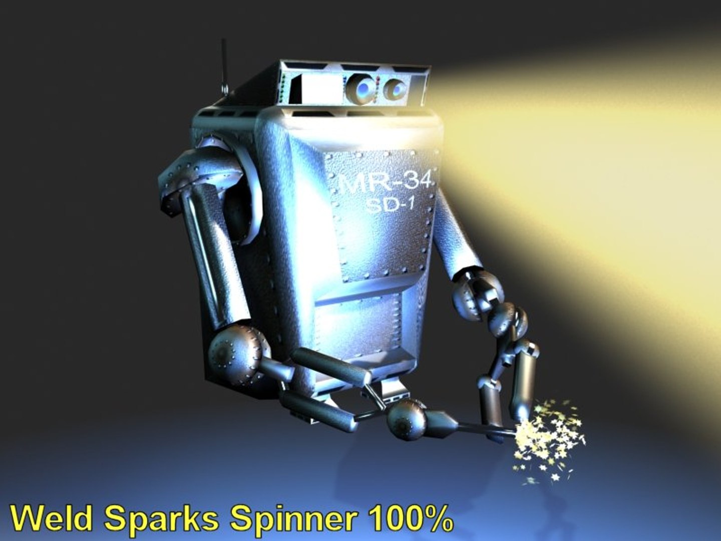 rusty maintenance robot rigging 3d model