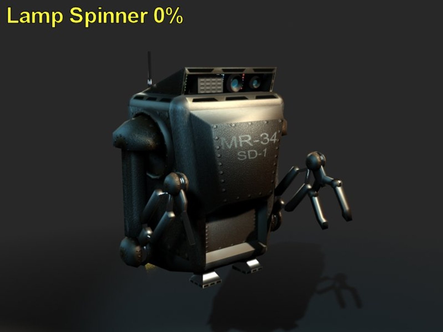 rusty maintenance robot rigging 3d model