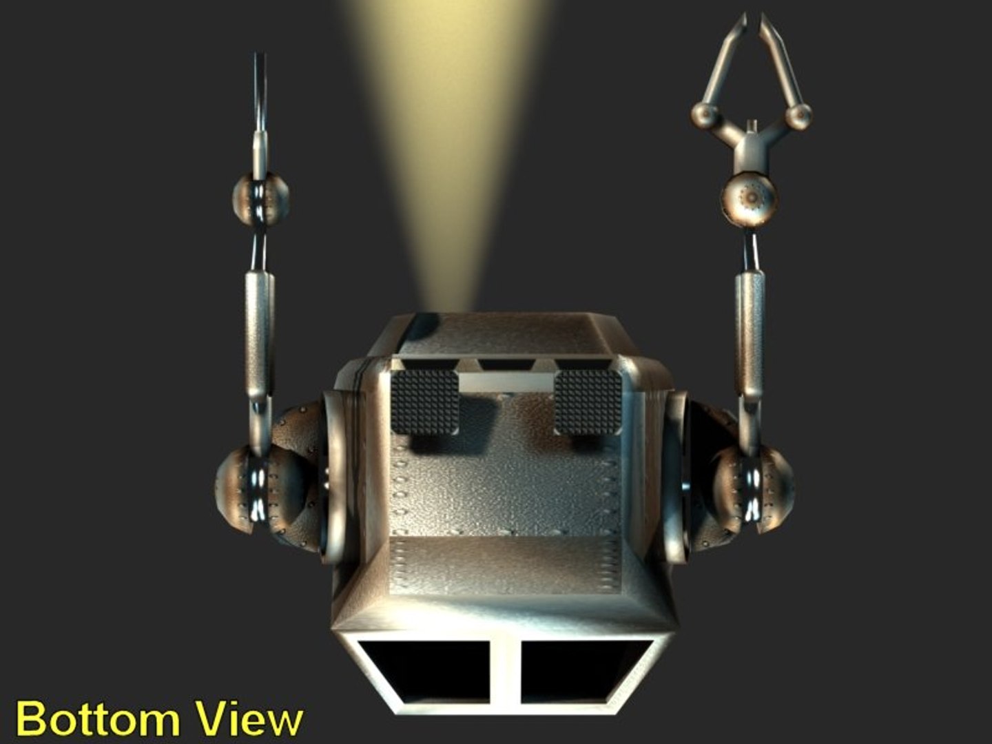 rusty maintenance robot rigging 3d model