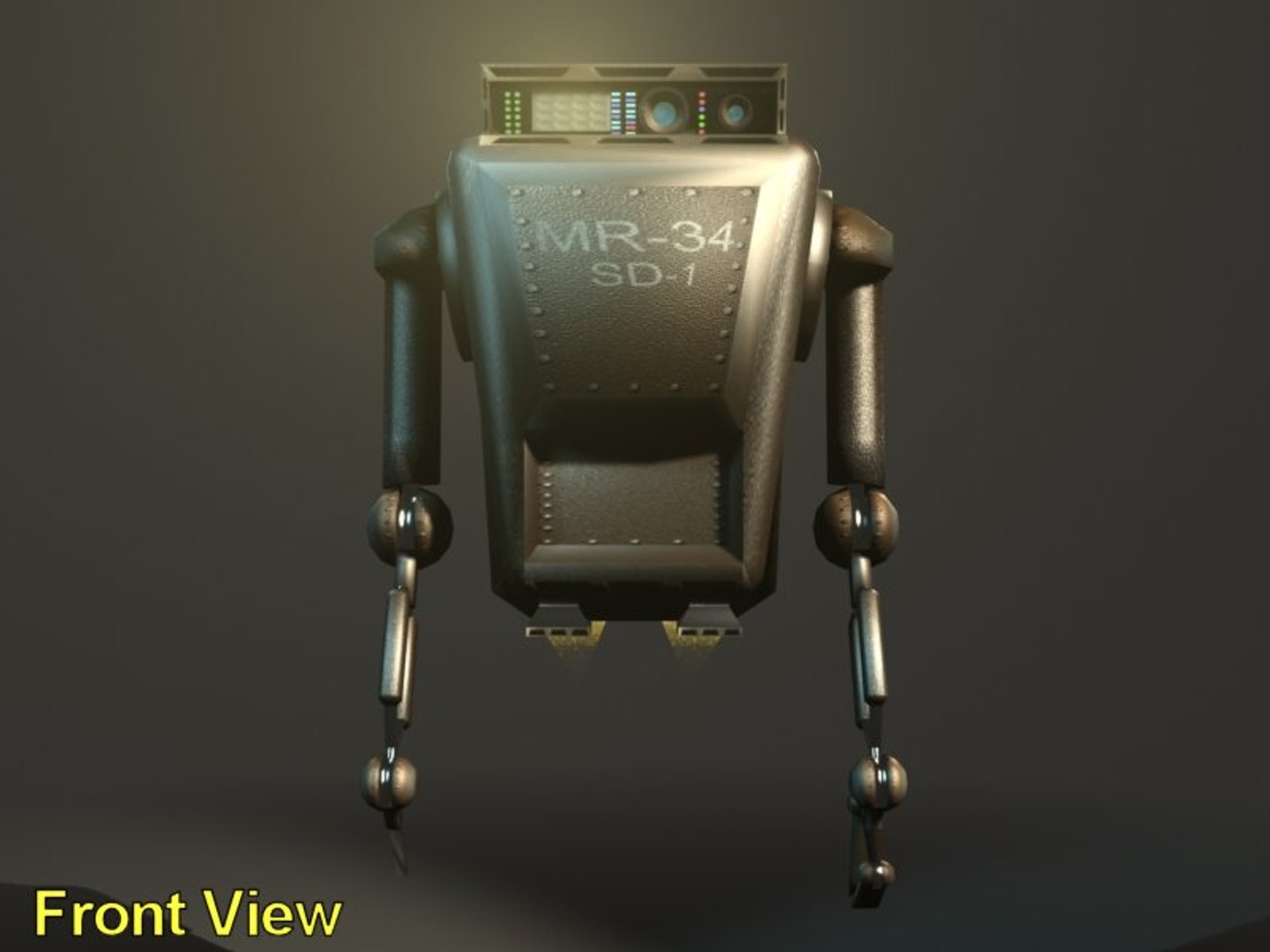rusty maintenance robot rigging 3d model