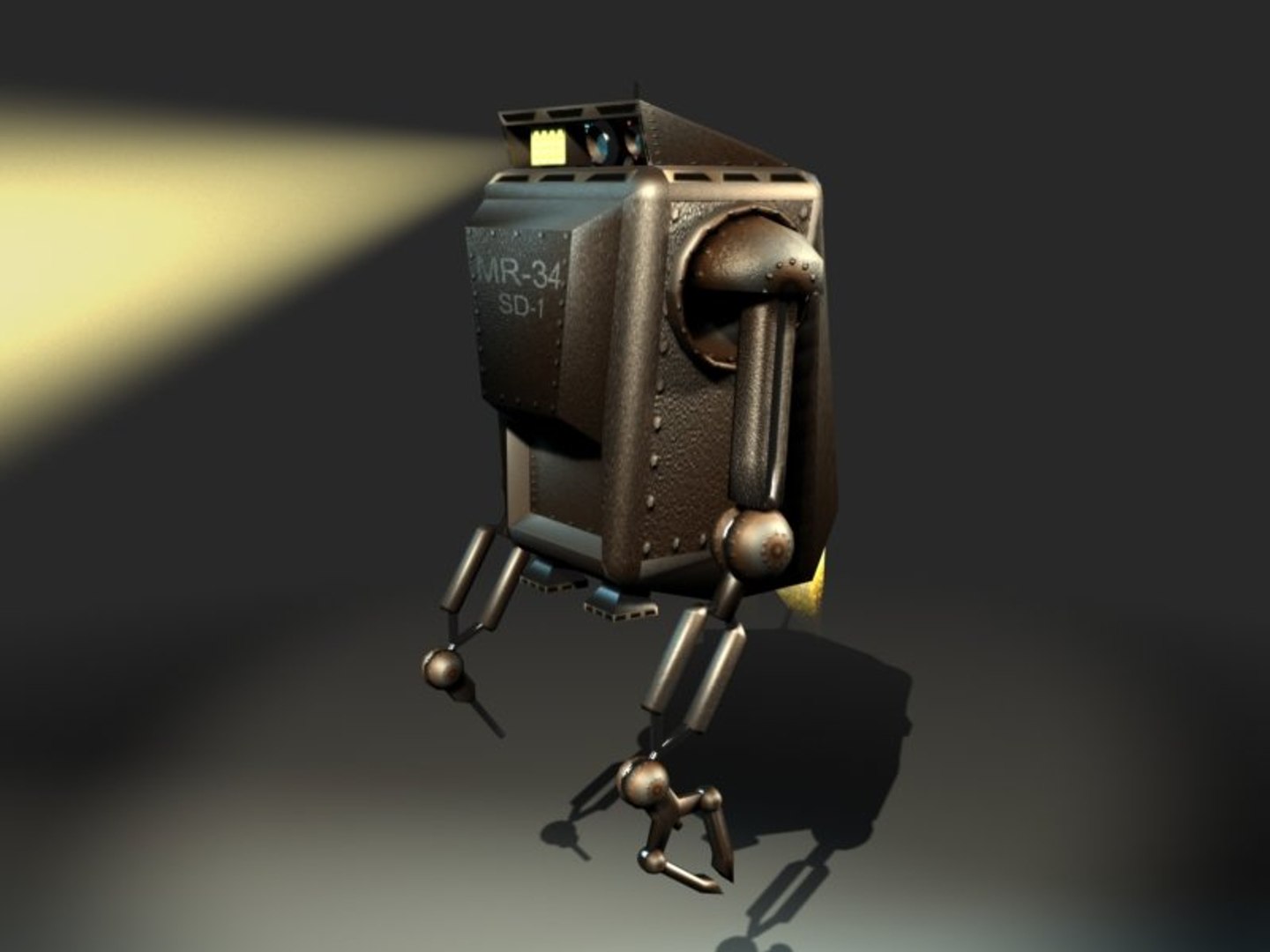 rusty maintenance robot rigging 3d model