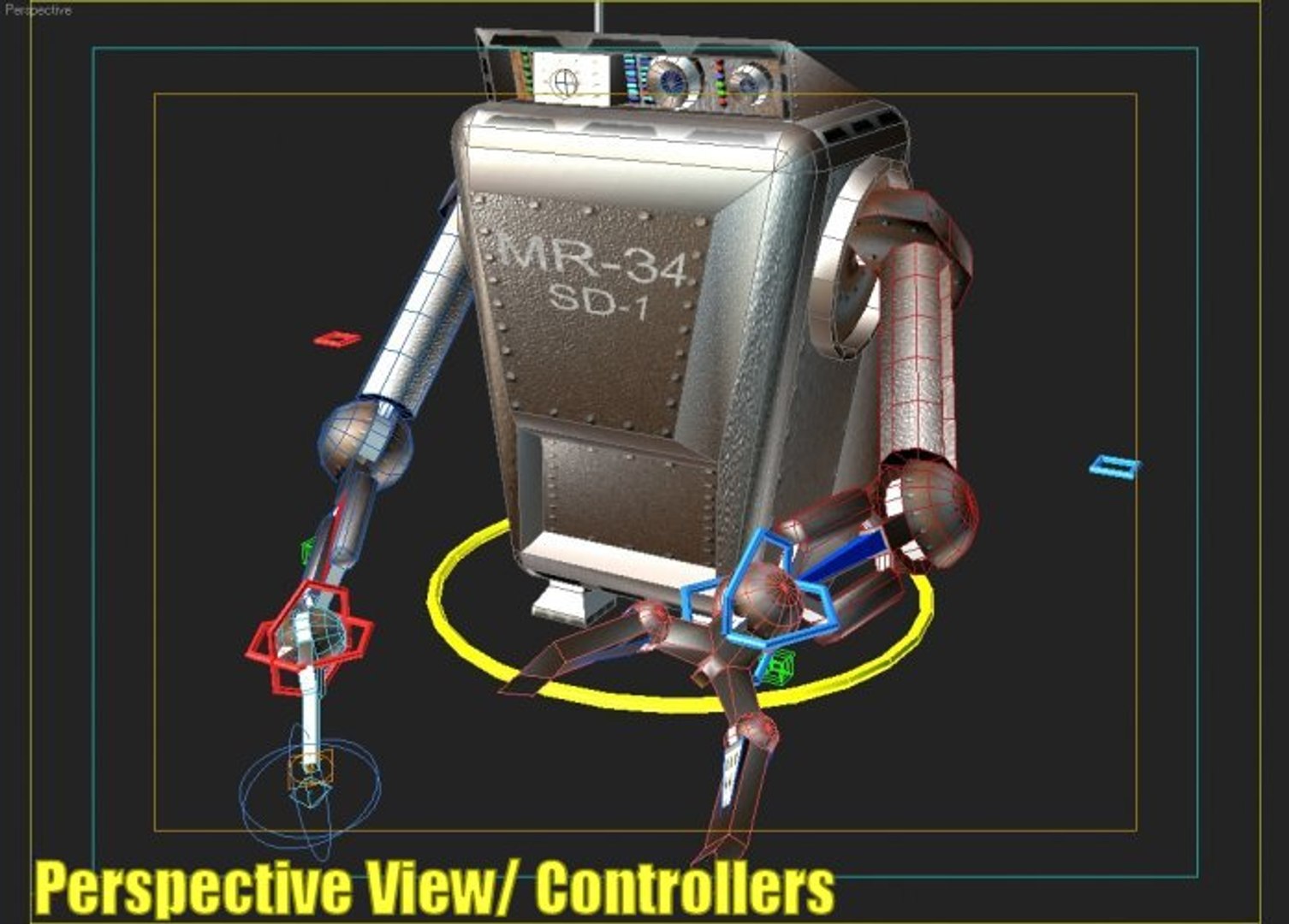 rusty maintenance robot rigging 3d model