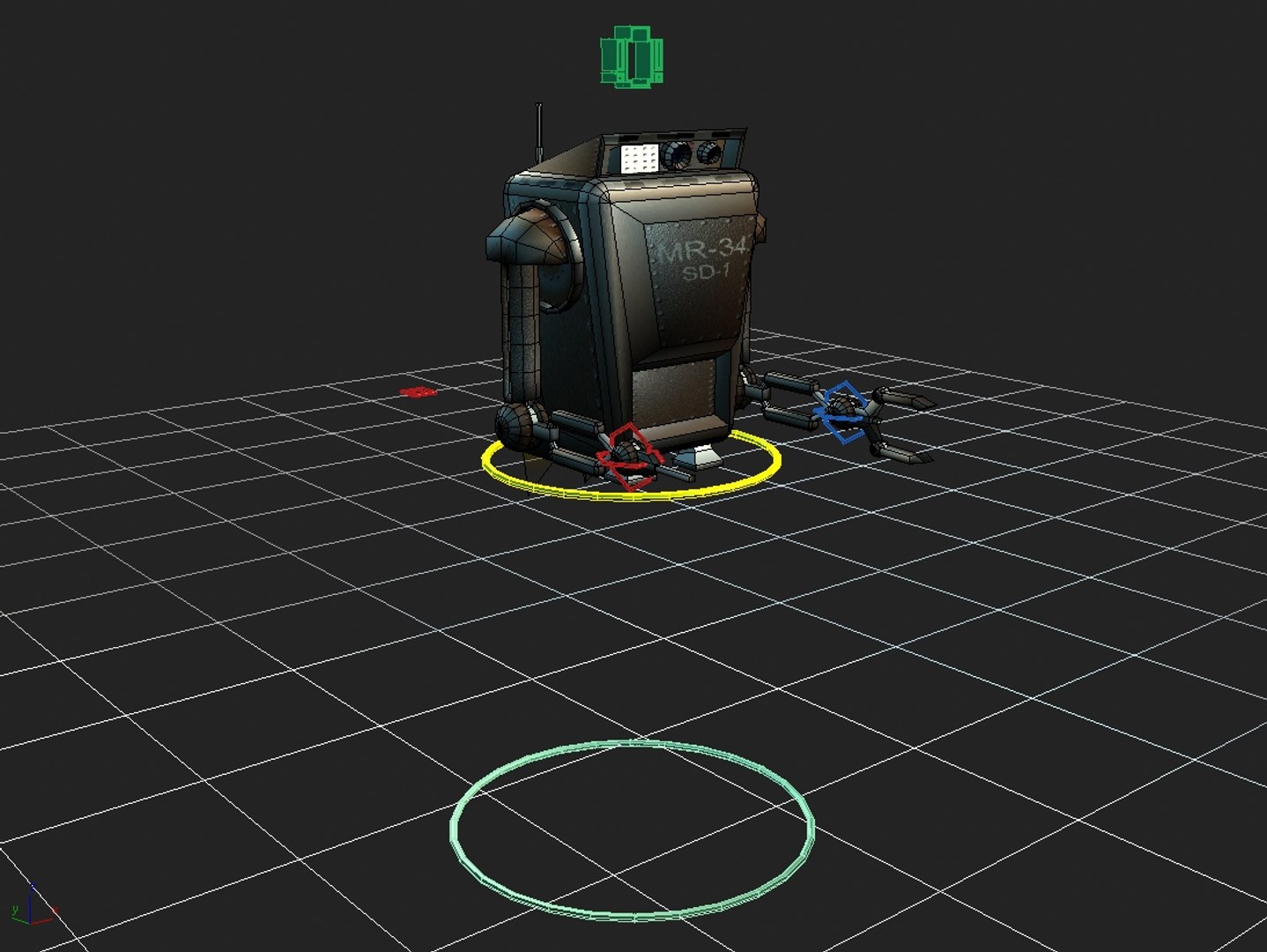 rusty maintenance robot rigging 3d model