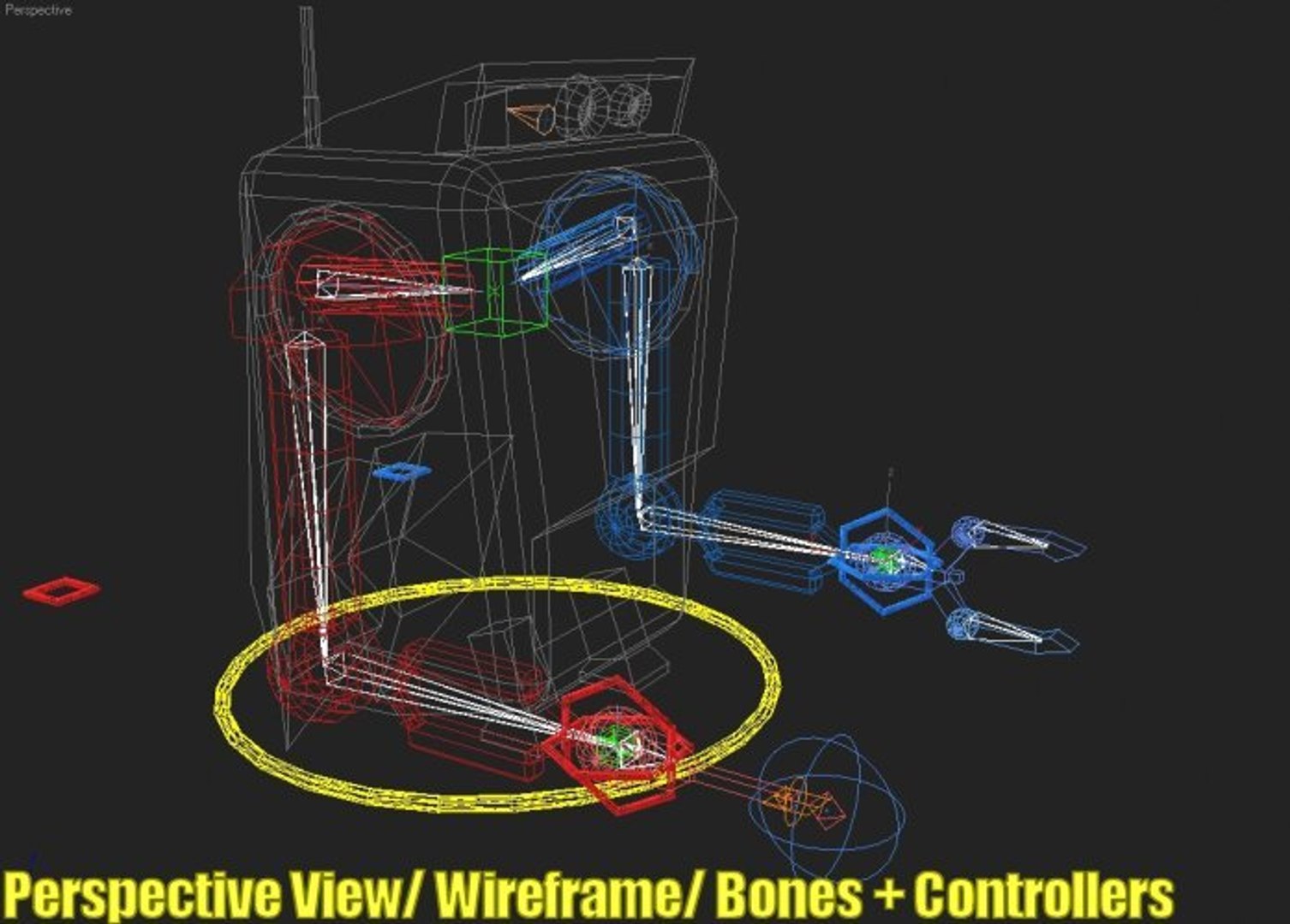 rusty maintenance robot rigging 3d model