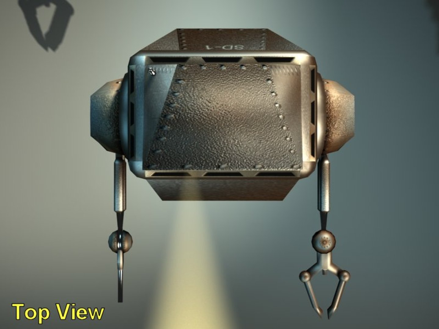 rusty maintenance robot rigging 3d model