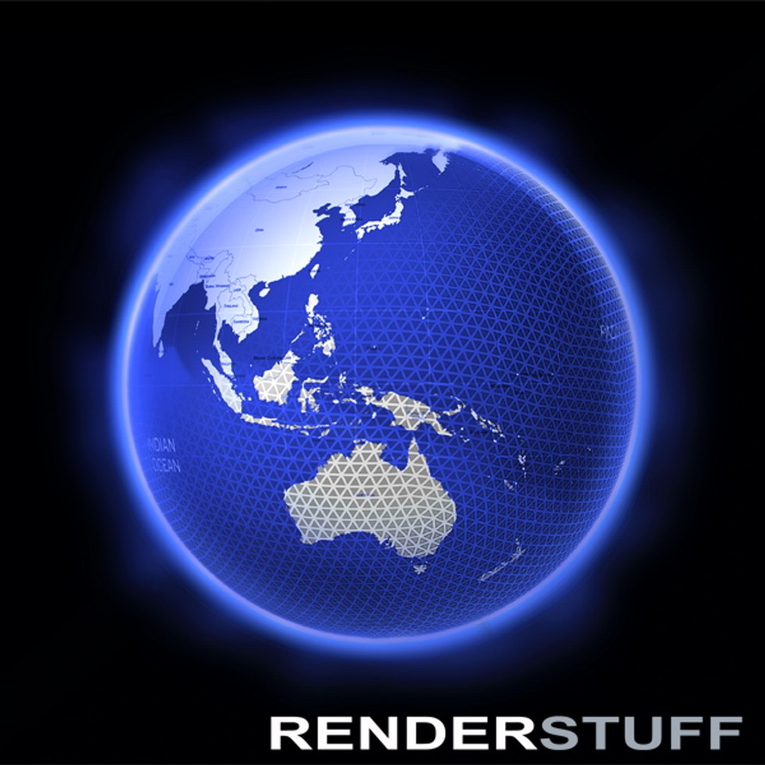 3d V-ray Globe Earth Colored