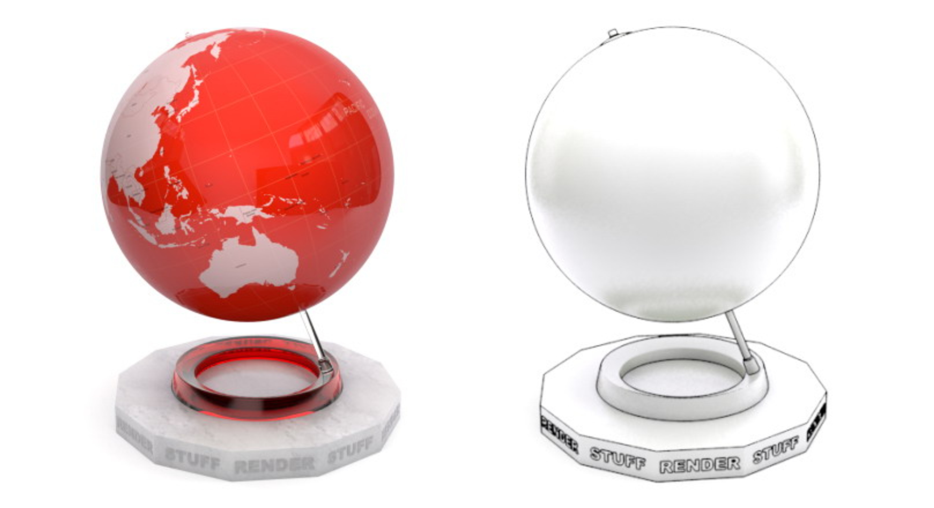 3d V-ray Globe Earth Colored