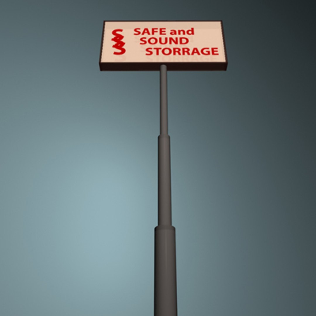Illuminated Pole Sign Freestanding 3d Model
