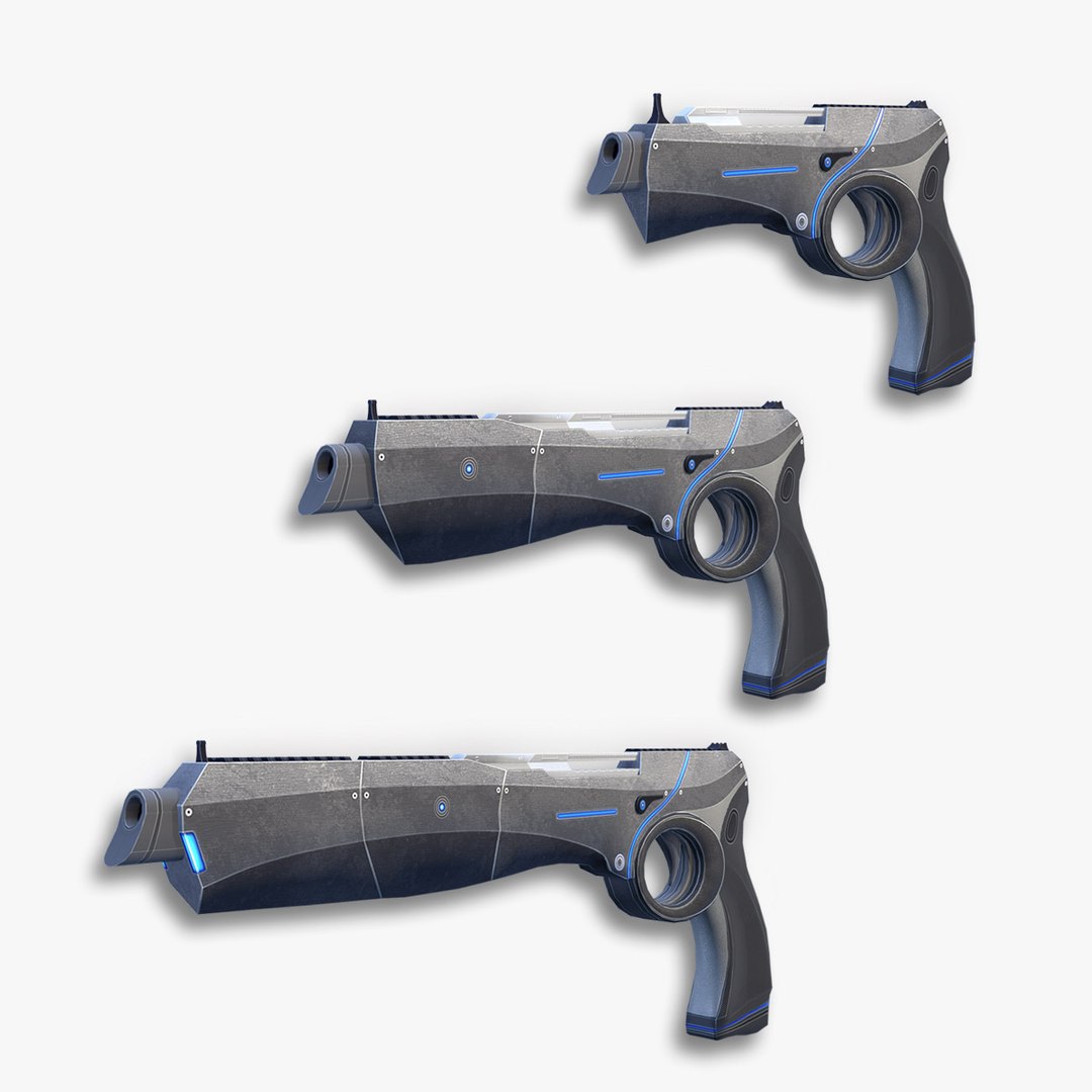 3d Model Set Sci-fi Pistols