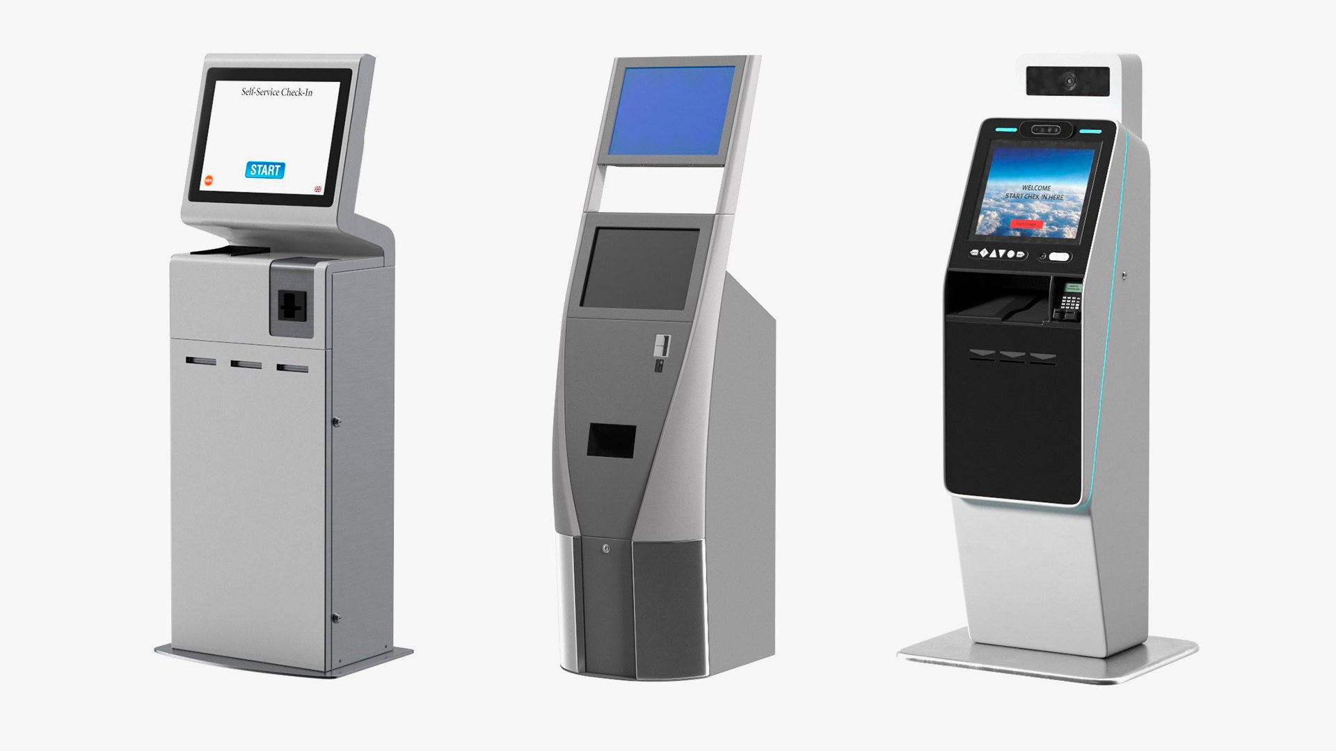 Airport Smart Self Check In Terminals Collection 3D - TurboSquid 2429528
