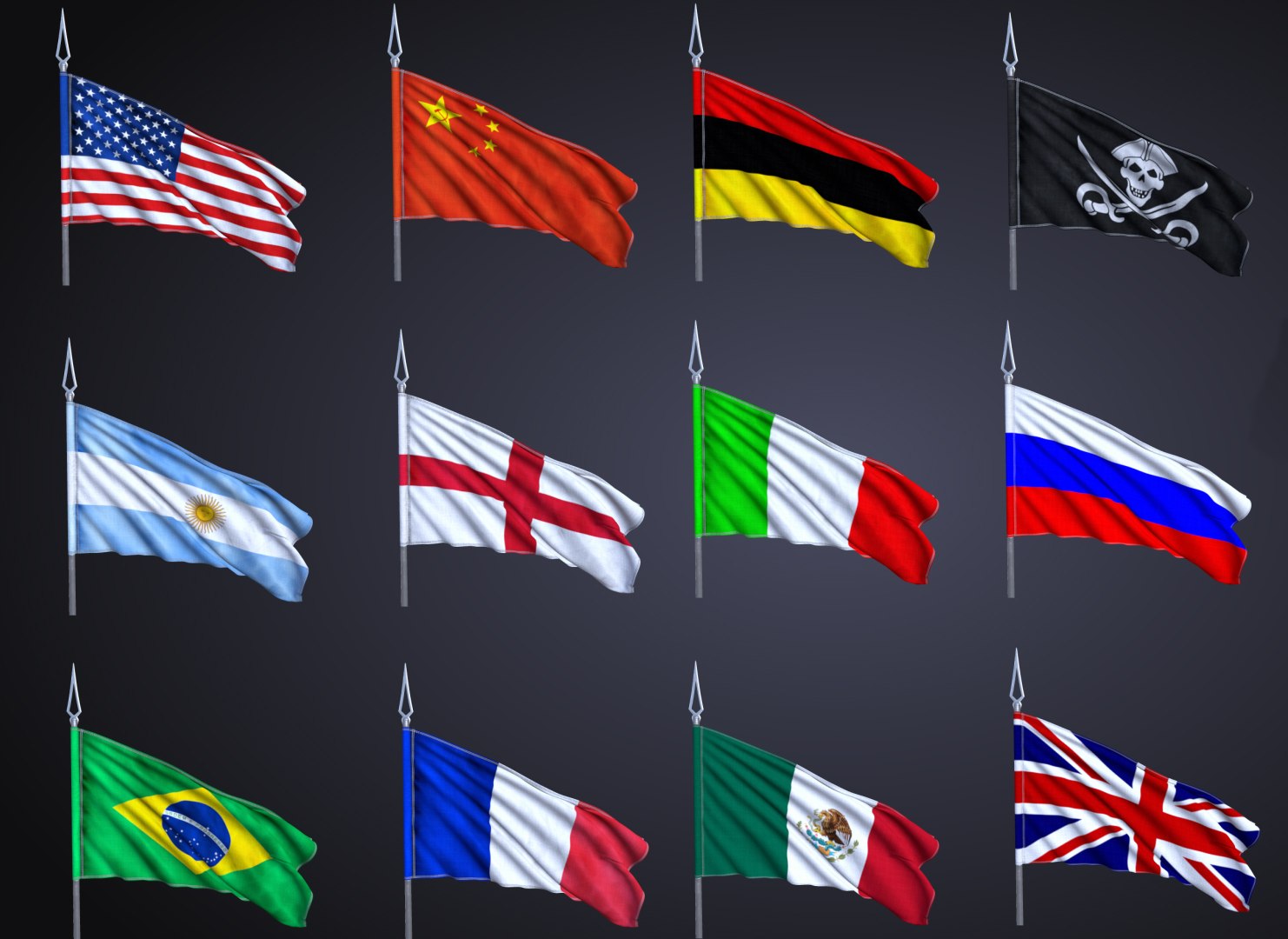 3D Flags 3 Wind Speeds Model - TurboSquid 1348447