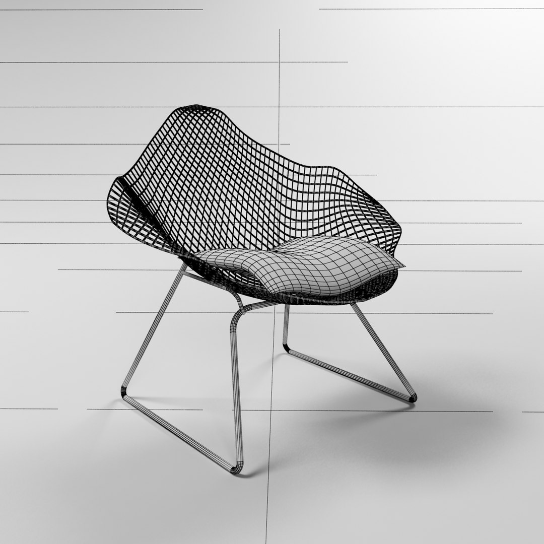 3d Max Metal Wire Outdoor Chair