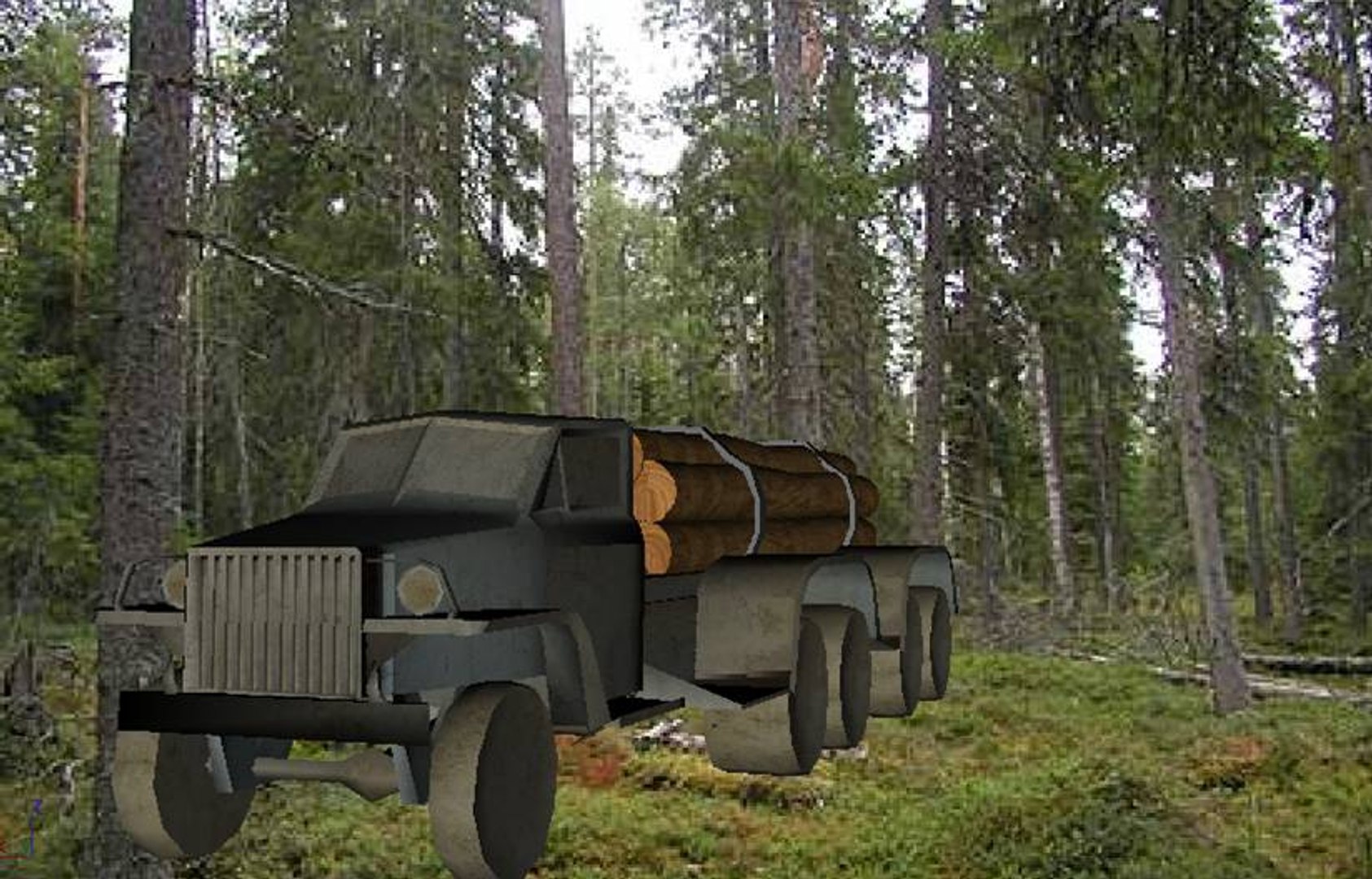 Free Logging Truck 3d Model
