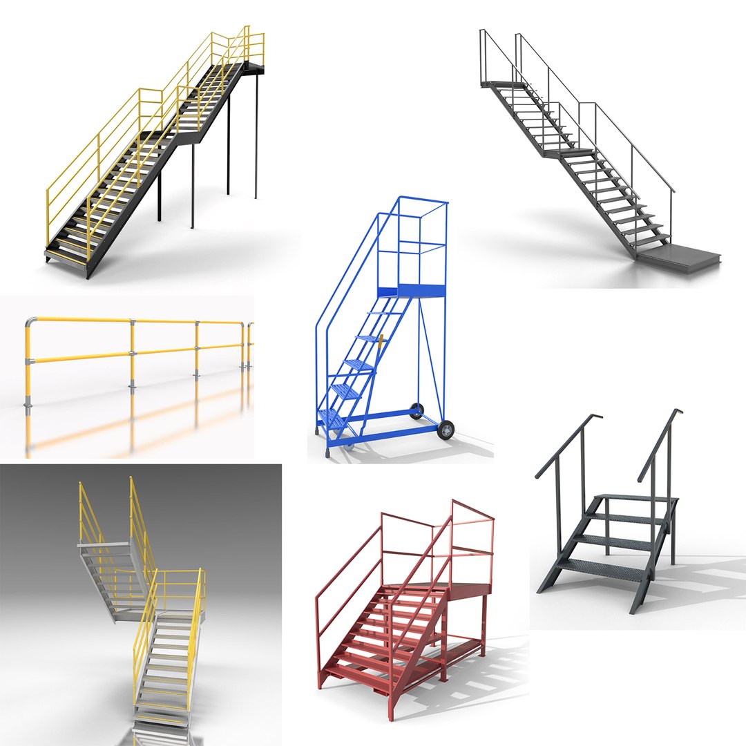 3D Model Industrial Stairs Steps Collection - TurboSquid 2402115