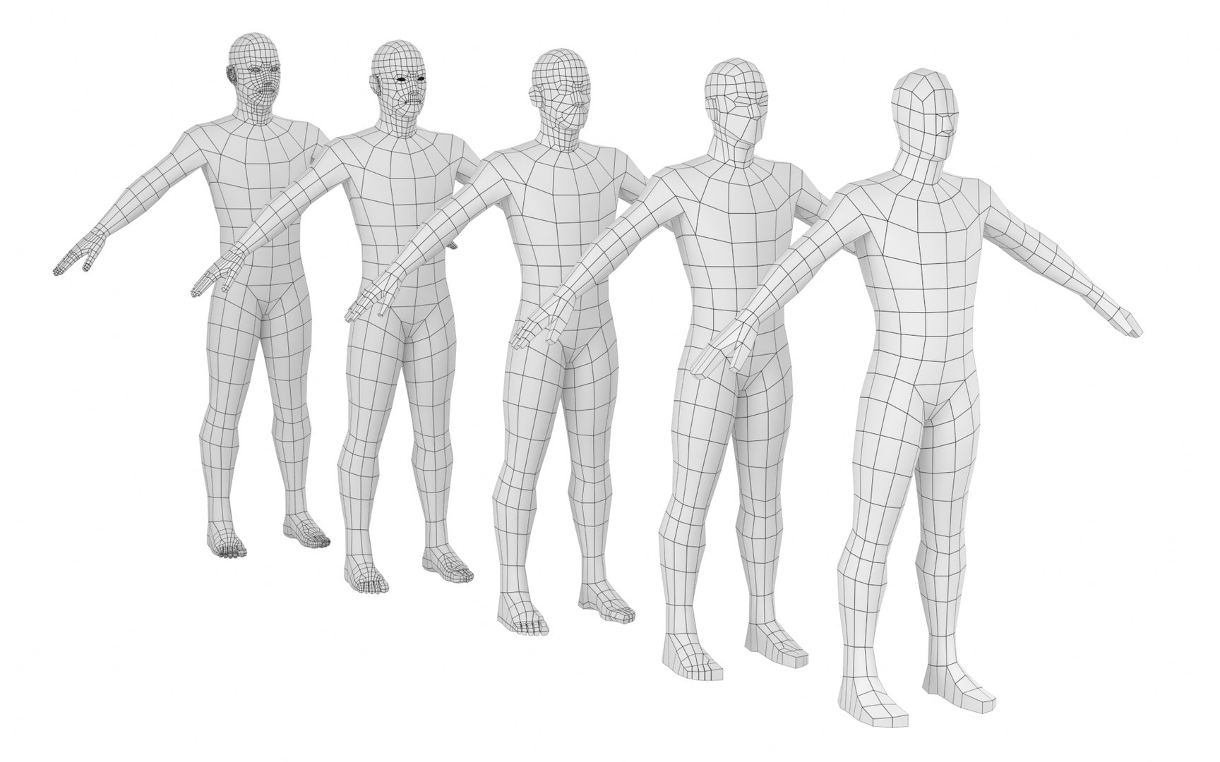 Natural Male In A-Pose In 5 Topologies 3D Model - TurboSquid 2121181