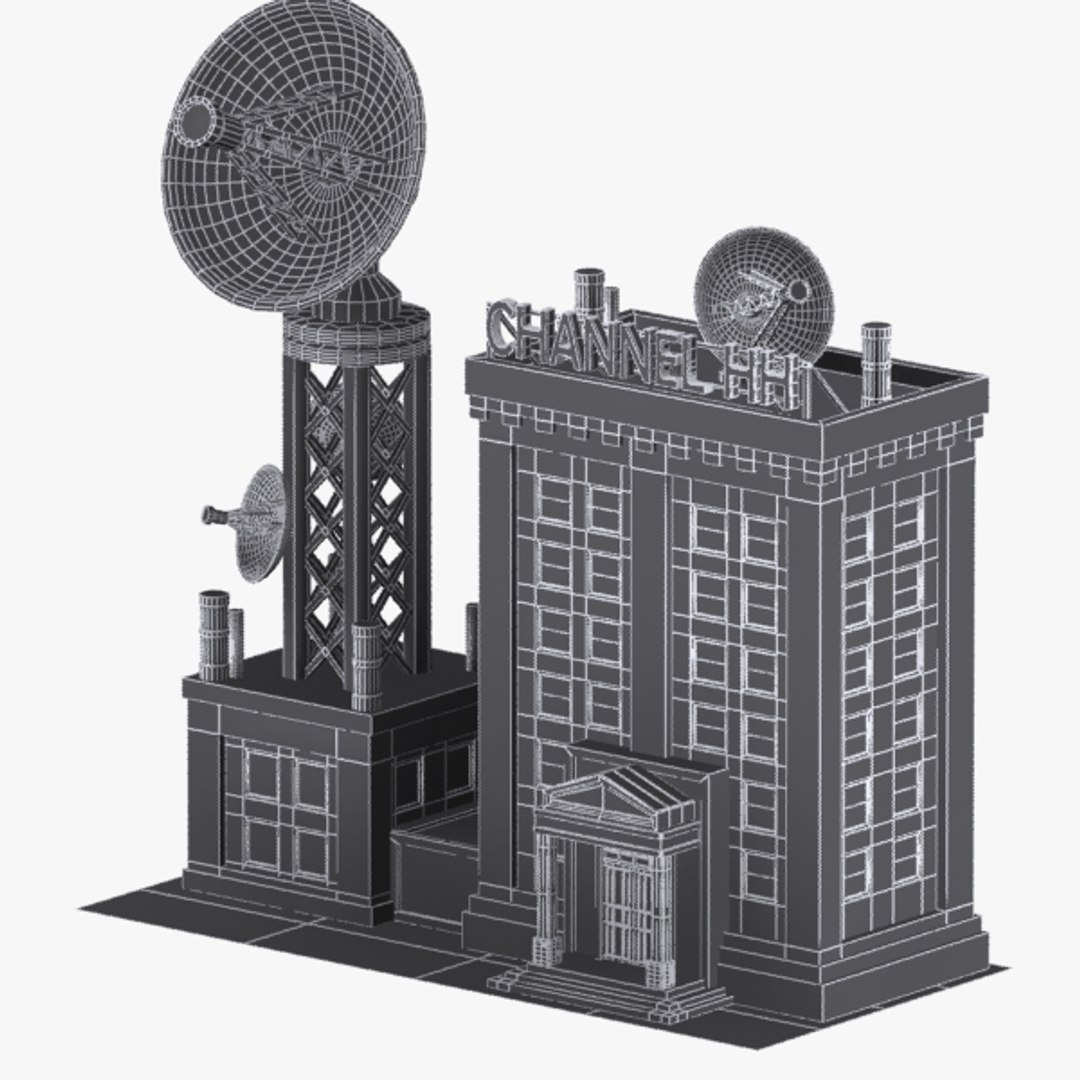 3d Cartoon Television Station Model