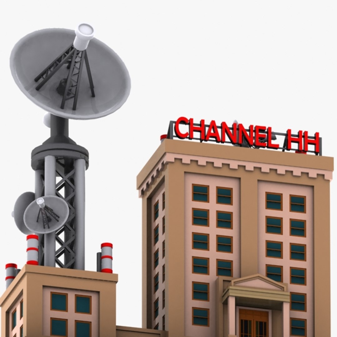 3d Cartoon Television Station Model