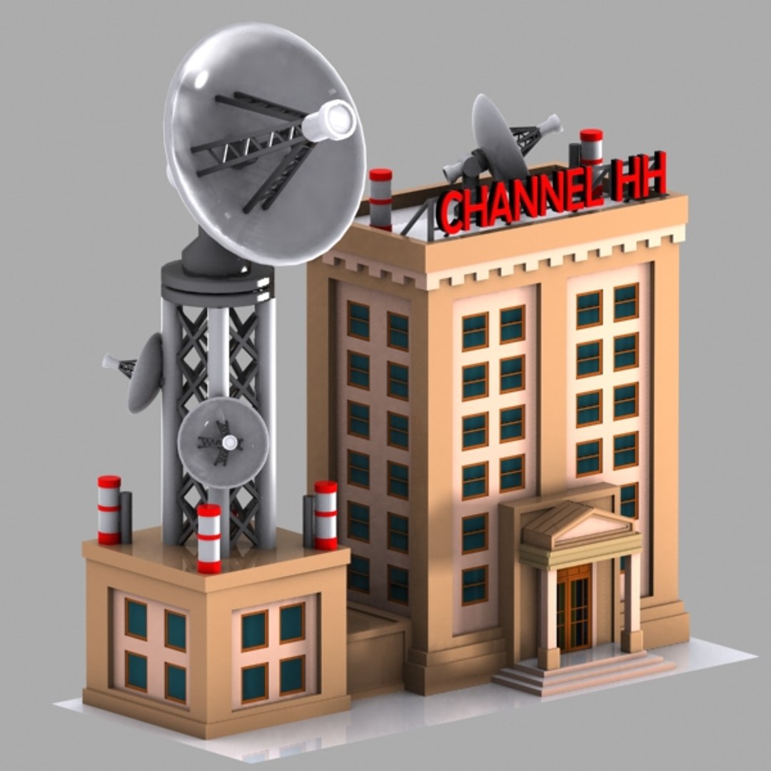 3d Cartoon Television Station Model