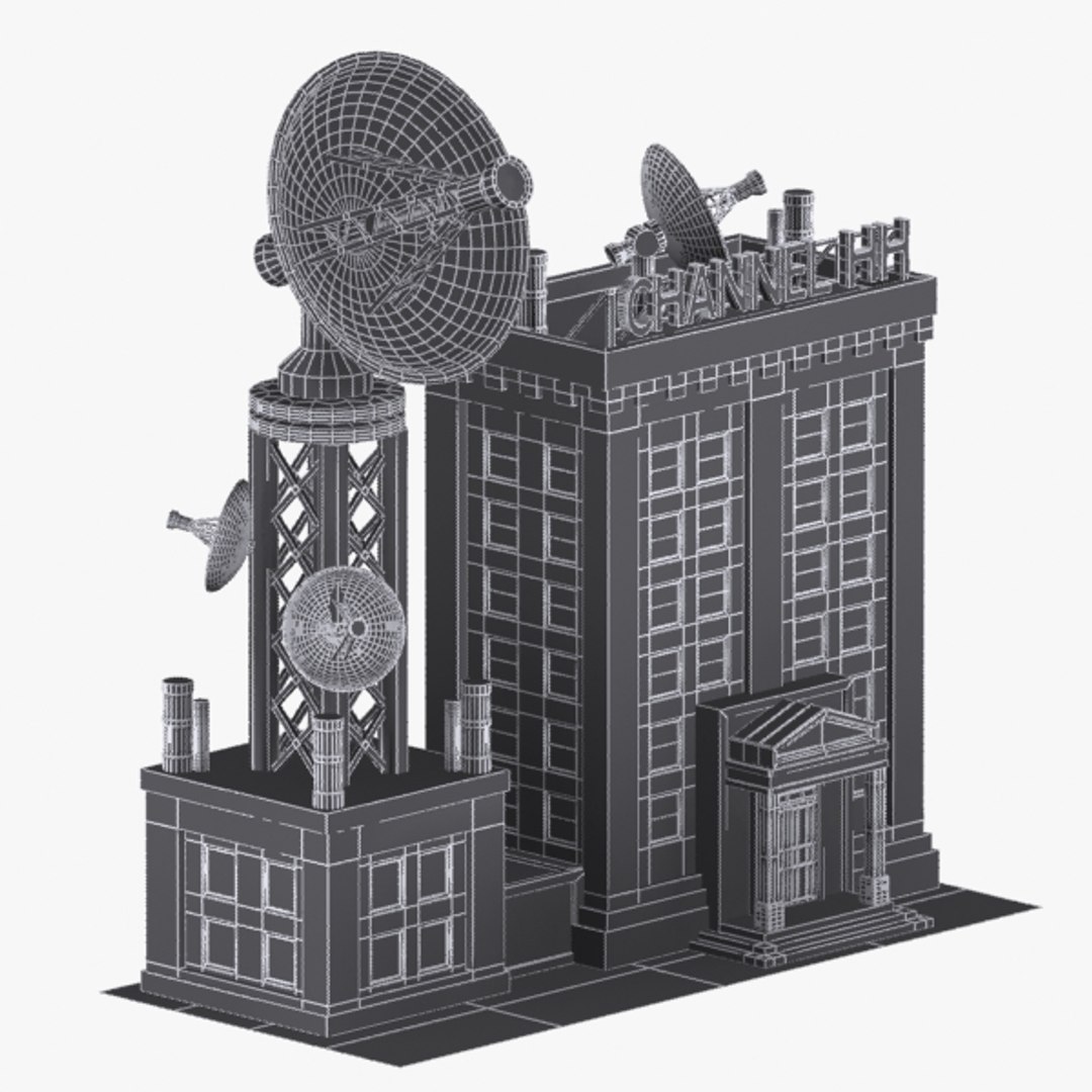 3d Cartoon Television Station Model