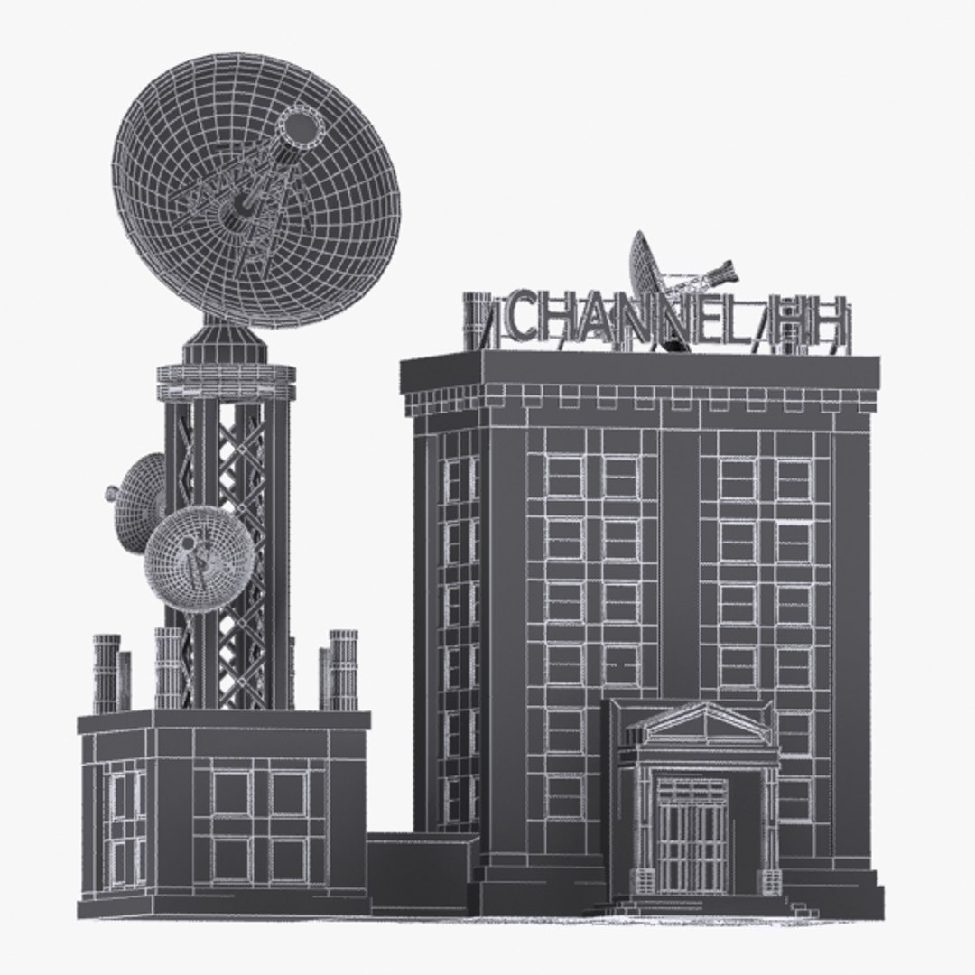 3d Cartoon Television Station Model