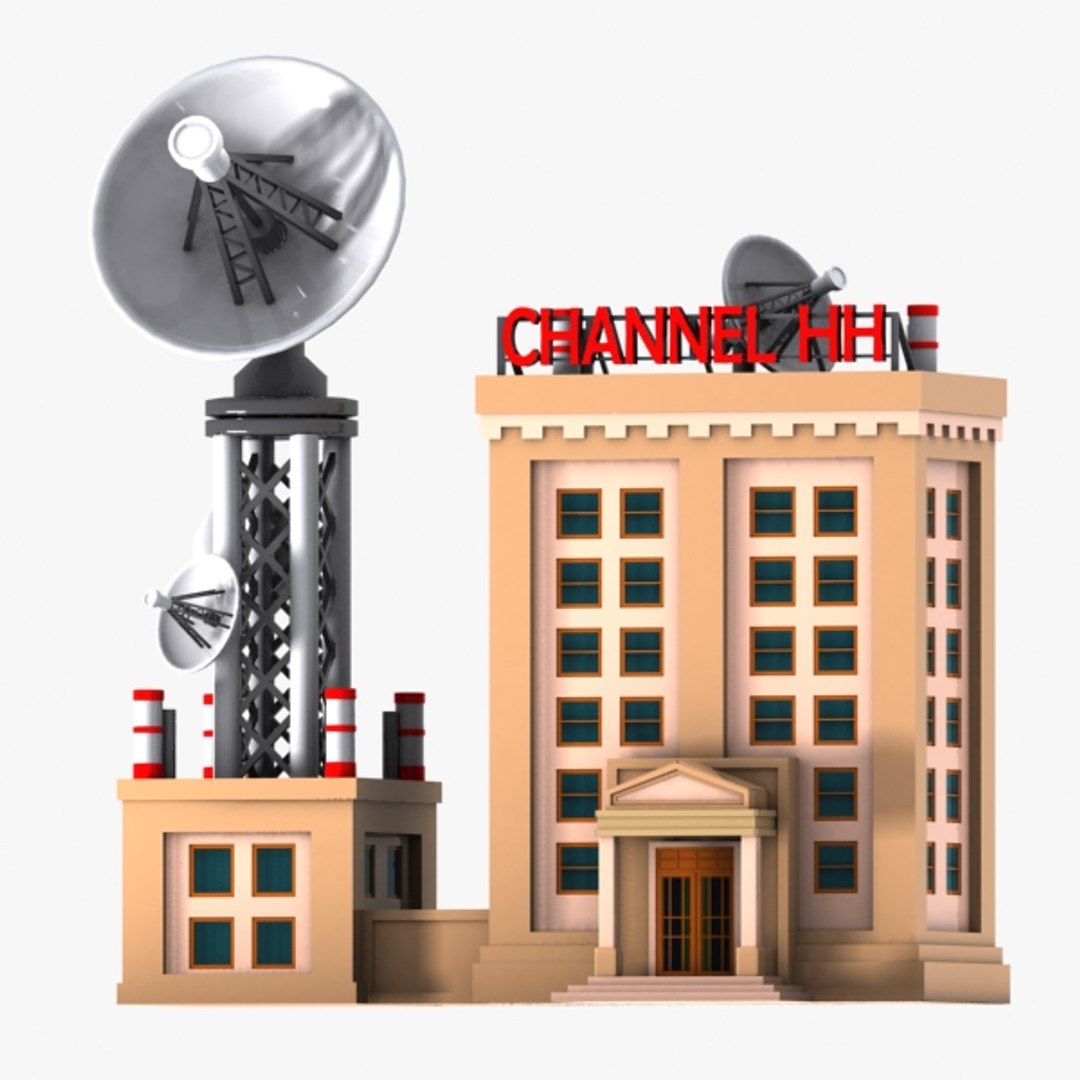 3d Cartoon Television Station Model