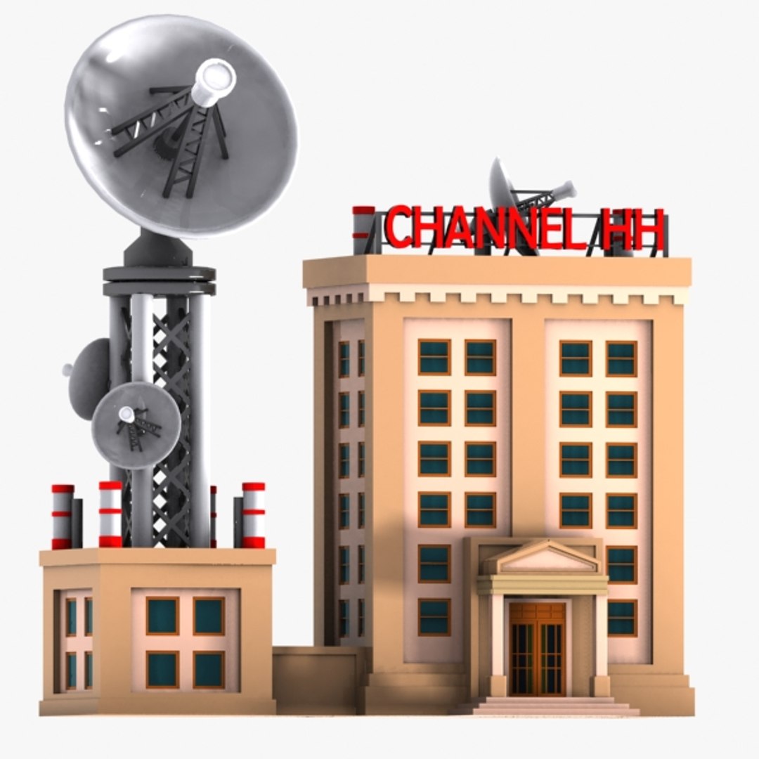 3d Cartoon Television Station Model