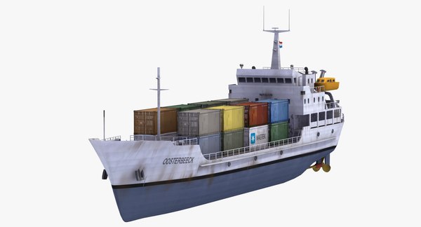 3d model of small cargo container ship