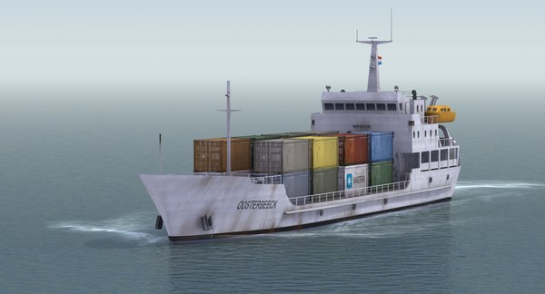 3d model of small cargo container ship