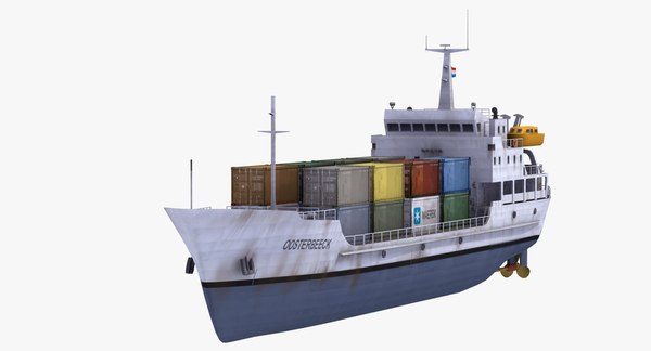 3d model of small cargo container ship