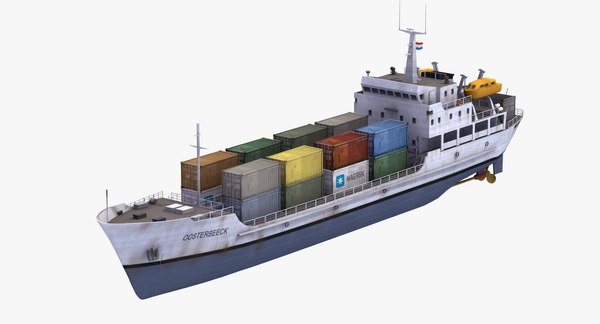 3d model of small cargo container ship